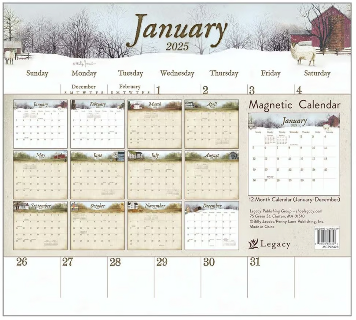 2026 Magnetic Calendars – Brown & Hopkins Country Store