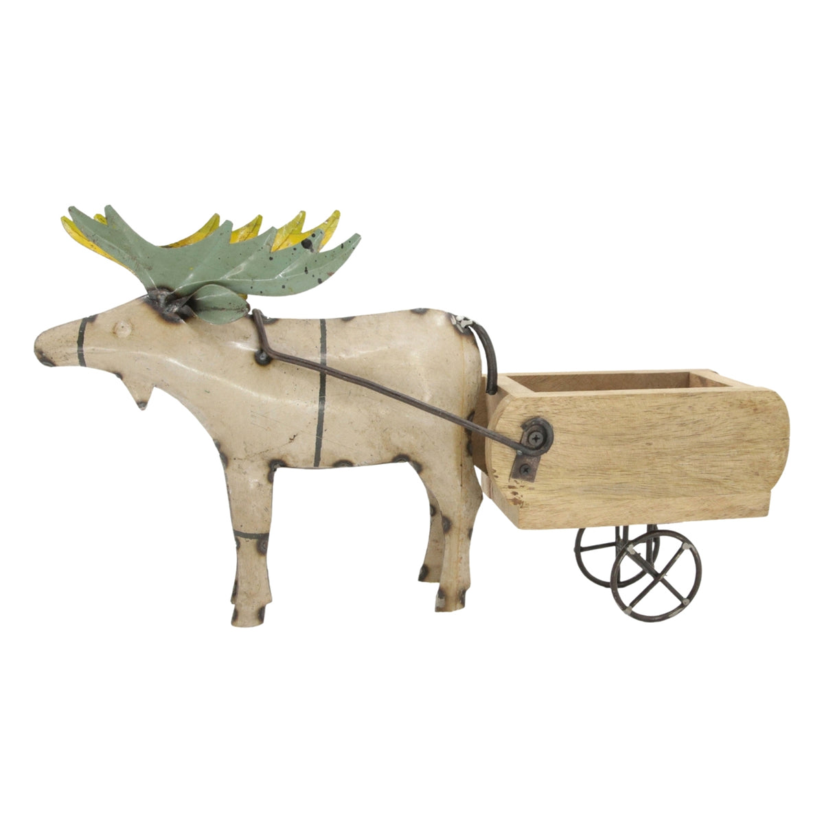 Recycled Metal Moose with Cart – Brown & Hopkins Country Store